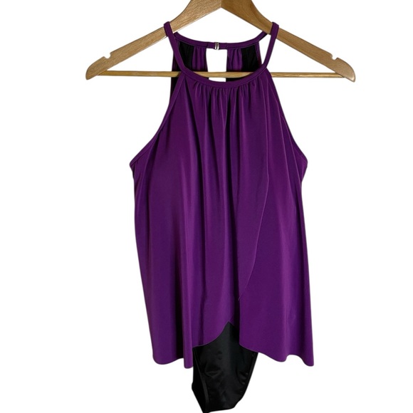 Magicsuit | Swim | Magicsuit Black One Piece Swimsuit With Purple Drape ...